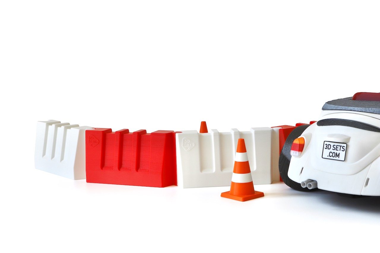 Road Block & Traffic Cone by 3D Sets | Download free STL model ...