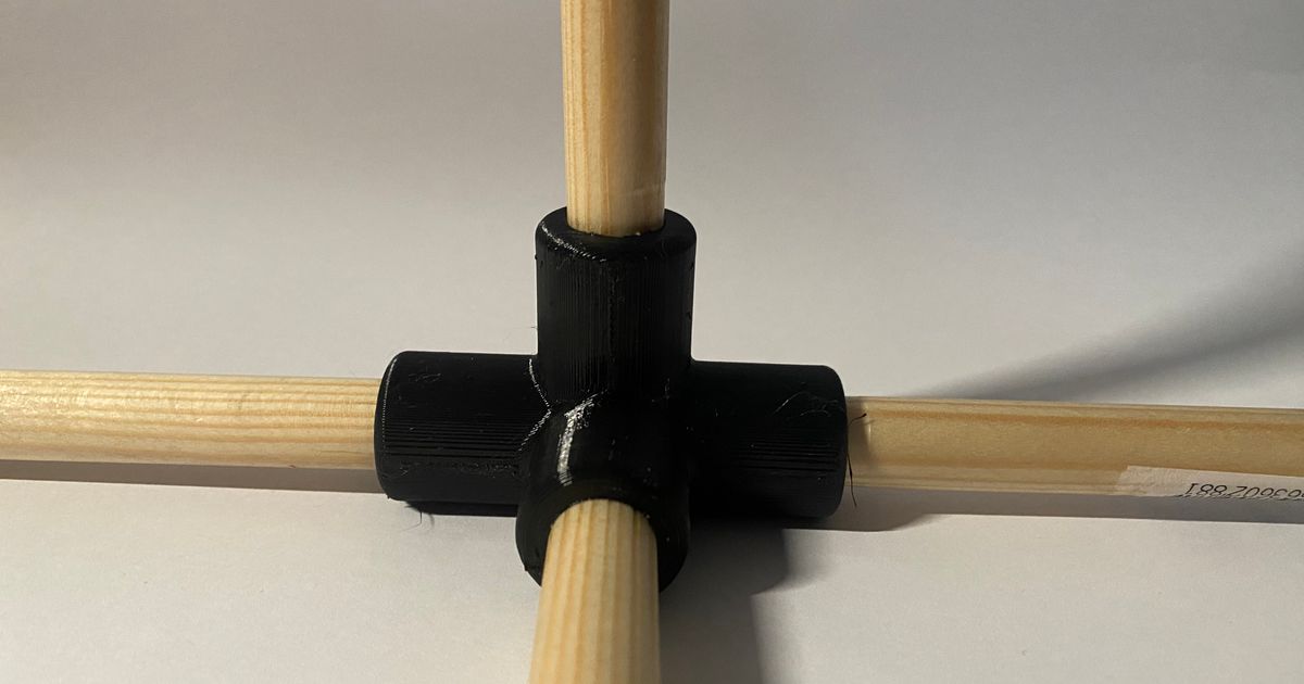 Four way tube connector joint 12mm diameter, 90° angle by Quido Wagner ...