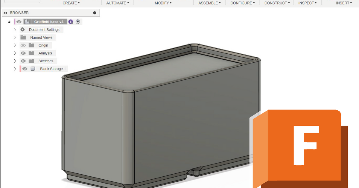 Customizable Gridfinity Boxes Filled-in (Fusion 360) by Spike Mix | Download free STL model ...