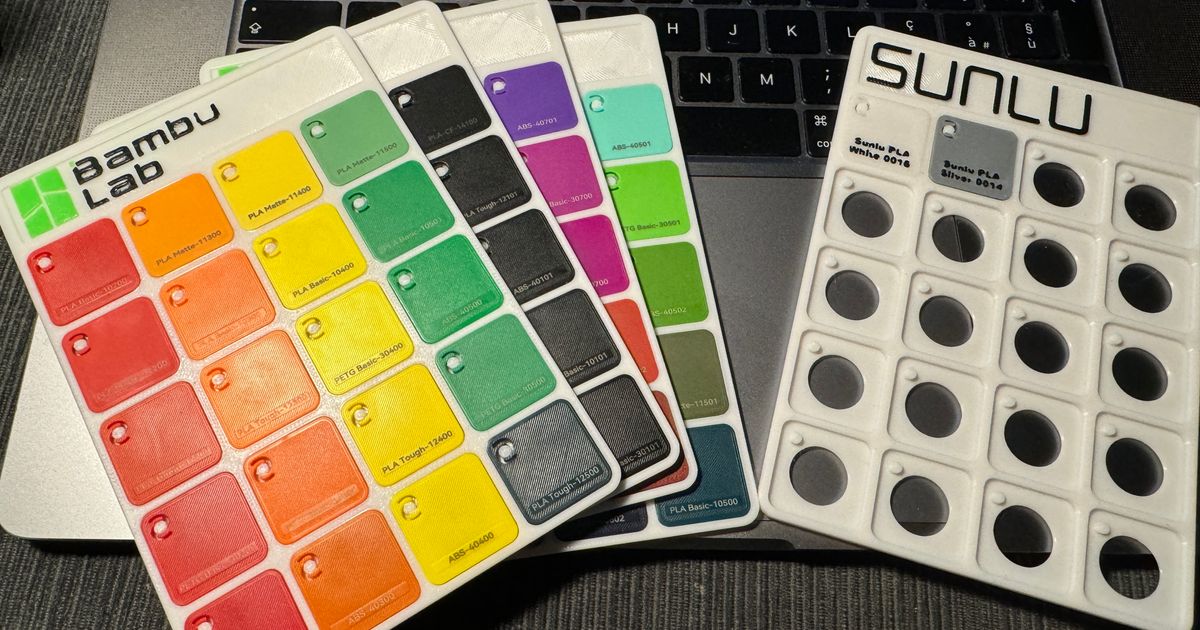 Bambu Lab Original Filament Swatch Board 5x4 Labeled by platini76 ...