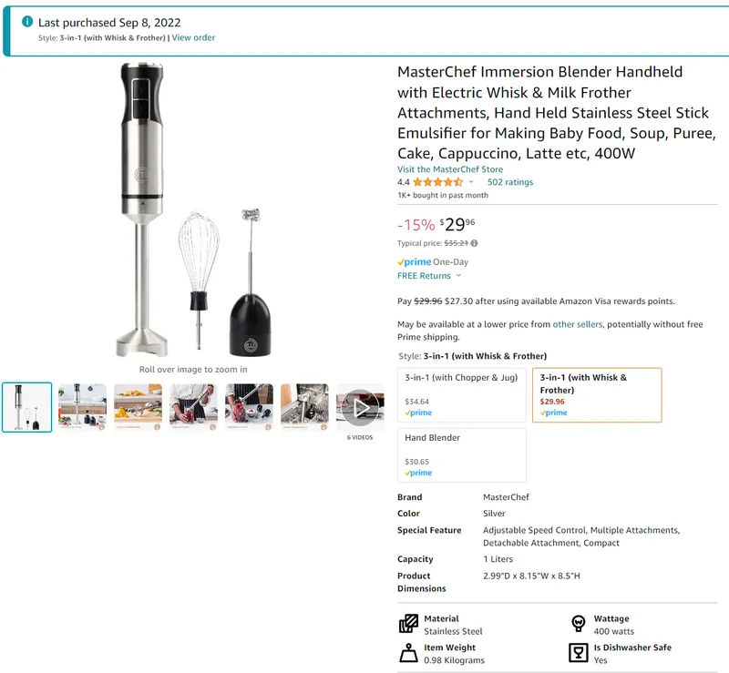 Motor and blade cover for MasterChef Handheld Immersion blender by ...