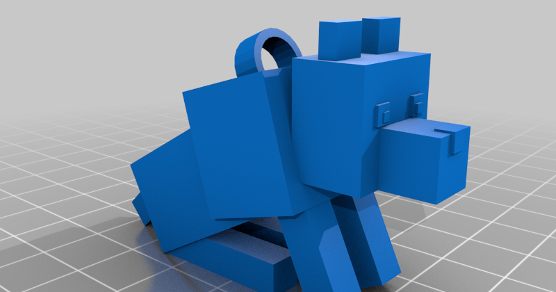 Minecraft Sitting Dog with keychain loop by bob digga | Download free ...