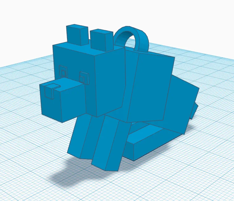 Minecraft Sitting Dog with keychain loop by bob digga | Download free ...