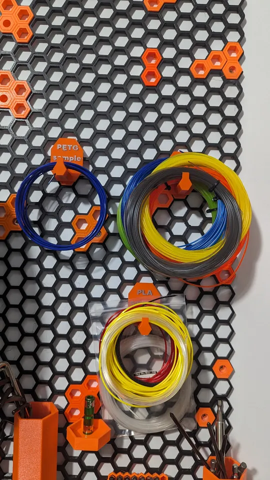 hook - label - filament sample - Honeycomb storage wall by edmar ...