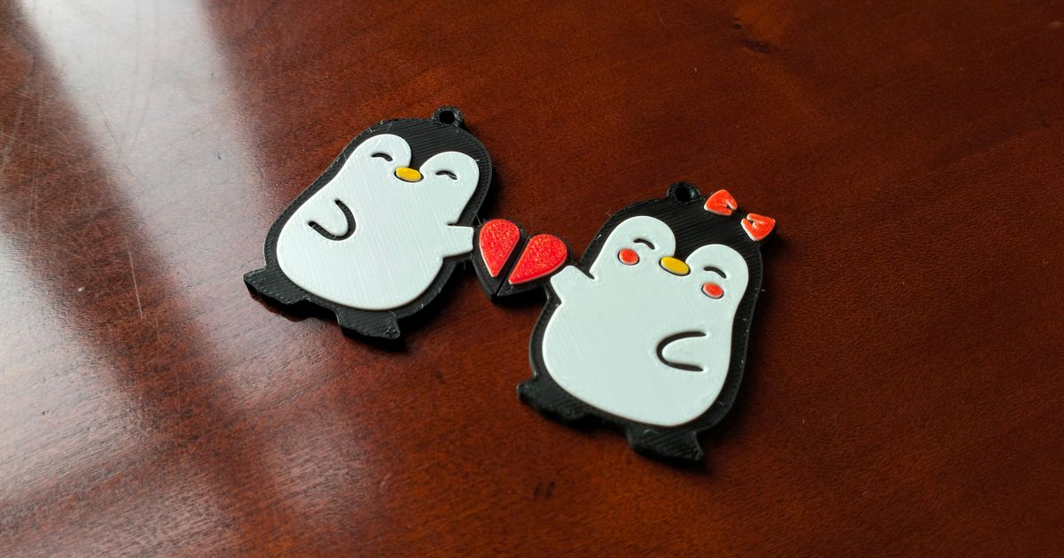 Matching Penguin Lovers Keychain by braga3dprint | Printables Store
