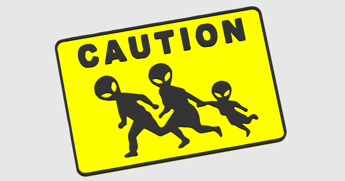 Alien crossing caution sign von dubmehard | Kostenloses STL-Modell ...