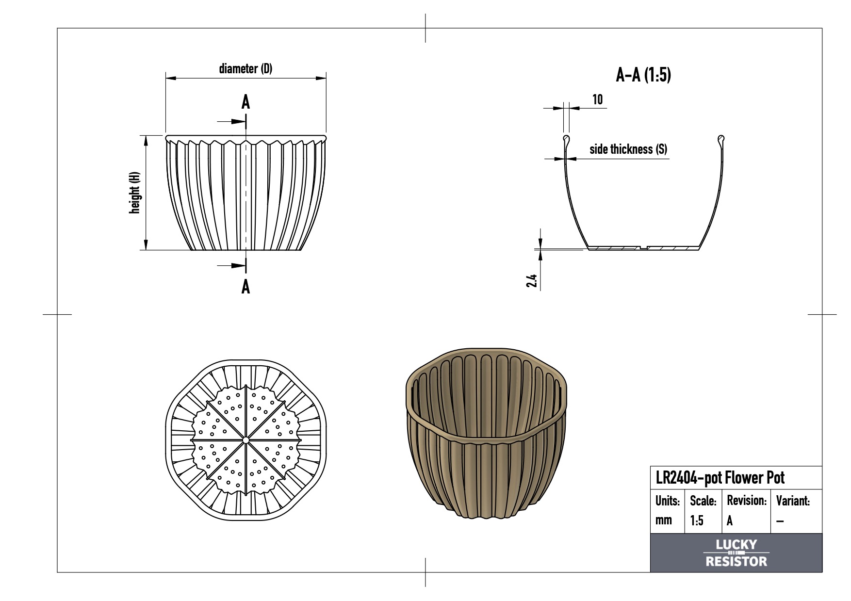 Octagonal Flower Pot in Various Sizes by Metikumi | Download free STL ...