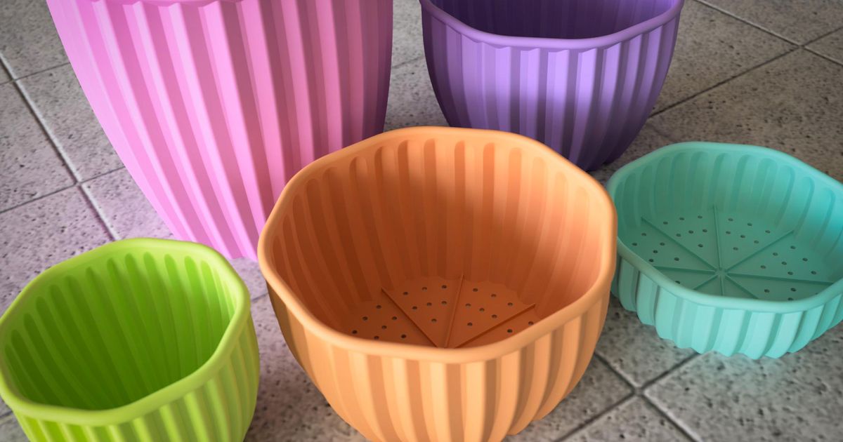 Octagonal Flower Pot in Various Sizes by Metikumi | Download free STL ...