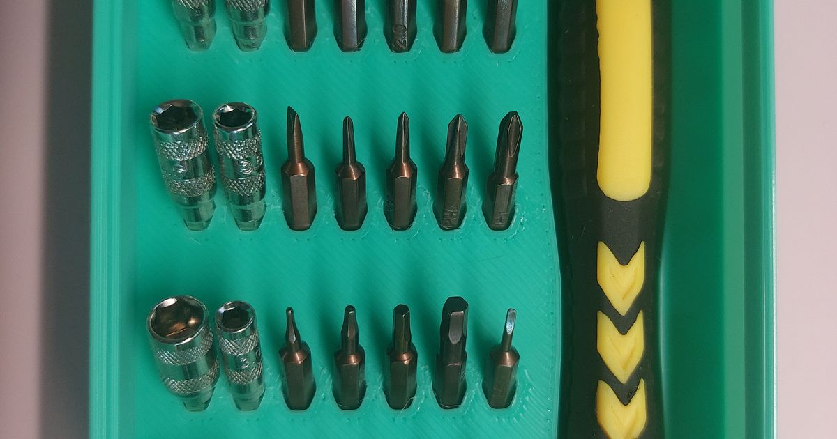 Gridfinity holder for 4mm hex bits and screw driver by Benjamin D. | Download free STL model ...