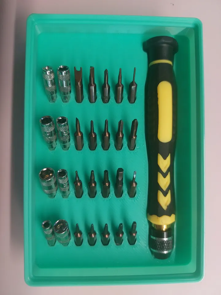 Gridfinity holder for 4mm hex bits and screw driver by Benjamin D. | Download free STL model ...