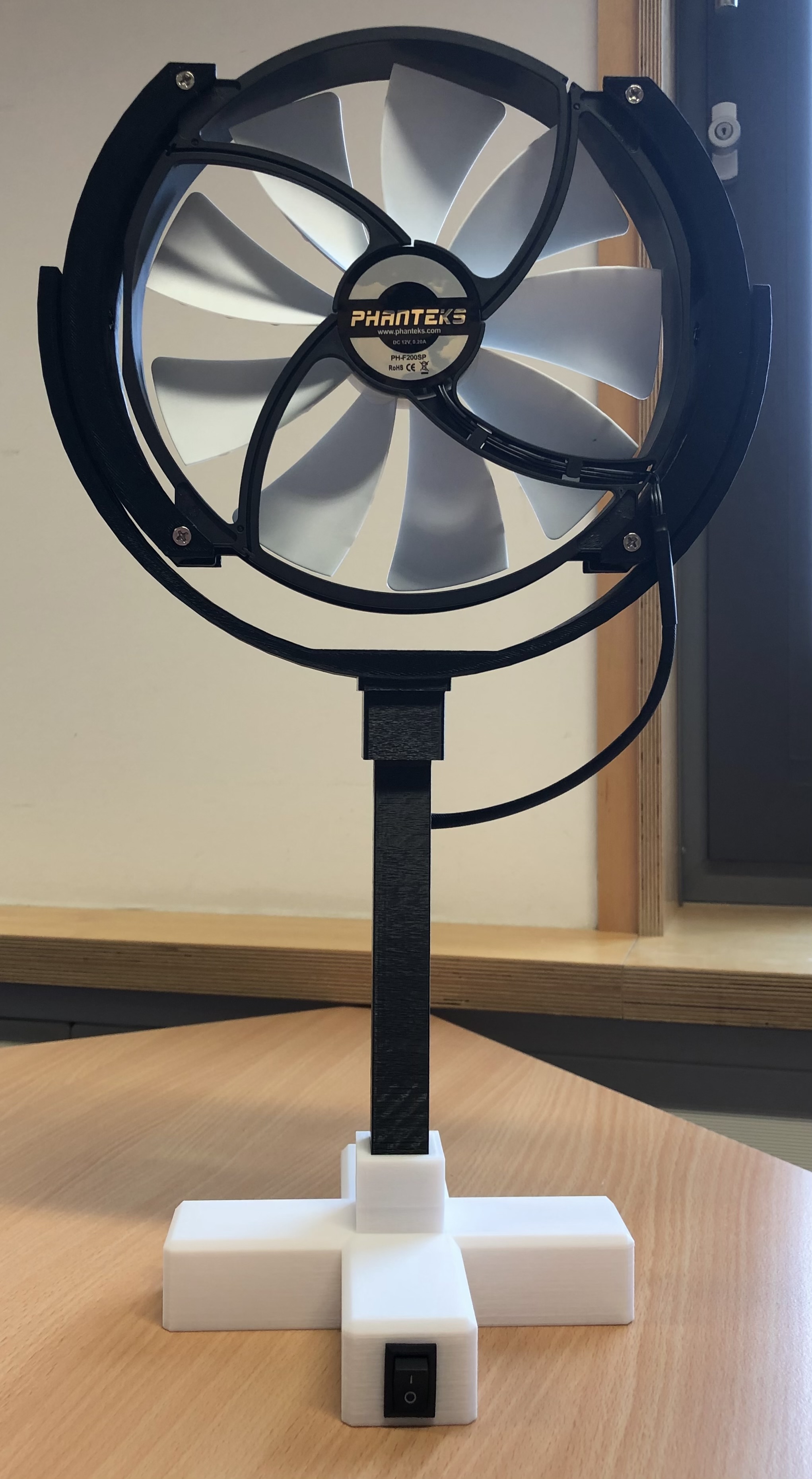 New base with electronics housing + post for 200mm PC Fan Desktop Fan ...