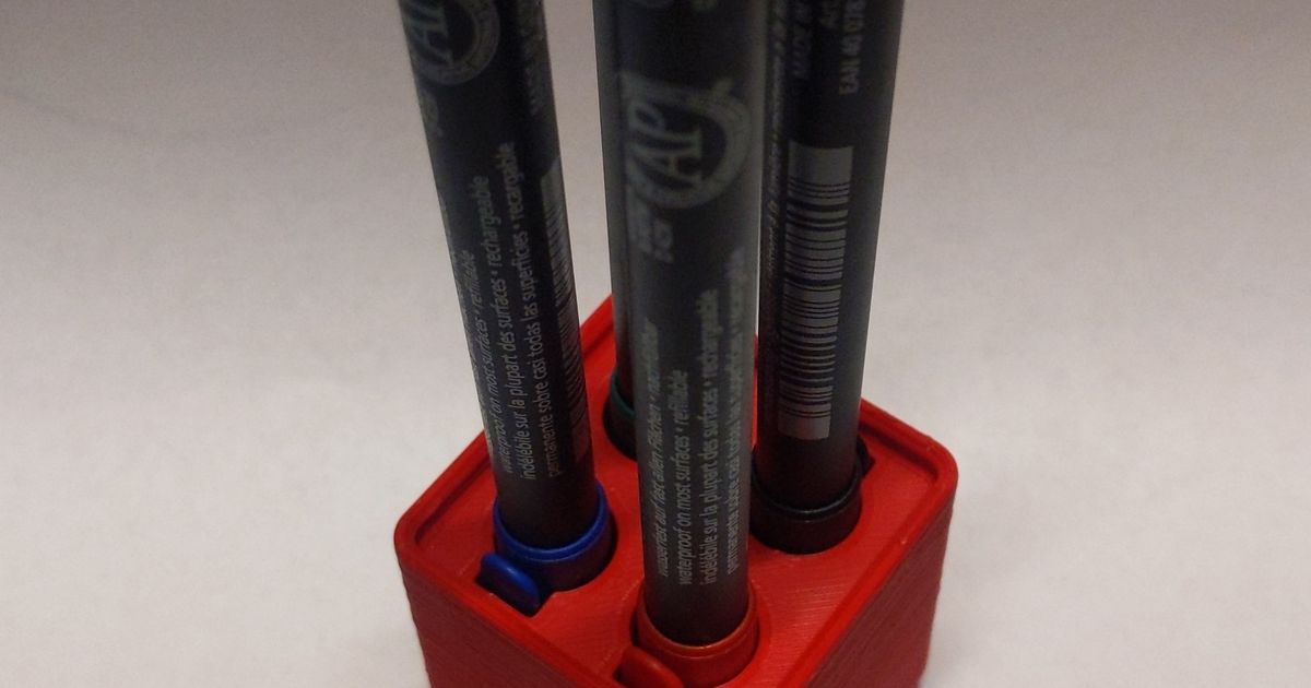 Gridfinity 1X1 fine tip felt pen holder (cap side down) by 3dprose ...