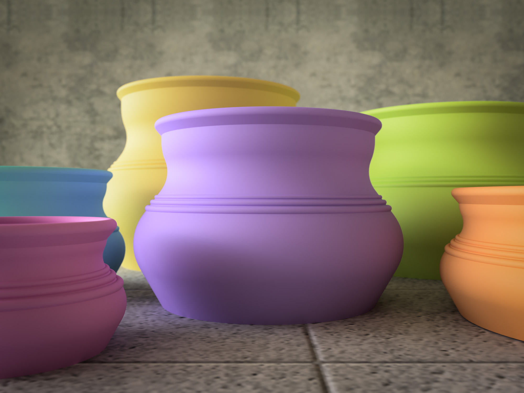Classic Curved Flower Pot with Three Decorative Lines in Various Sizes ...