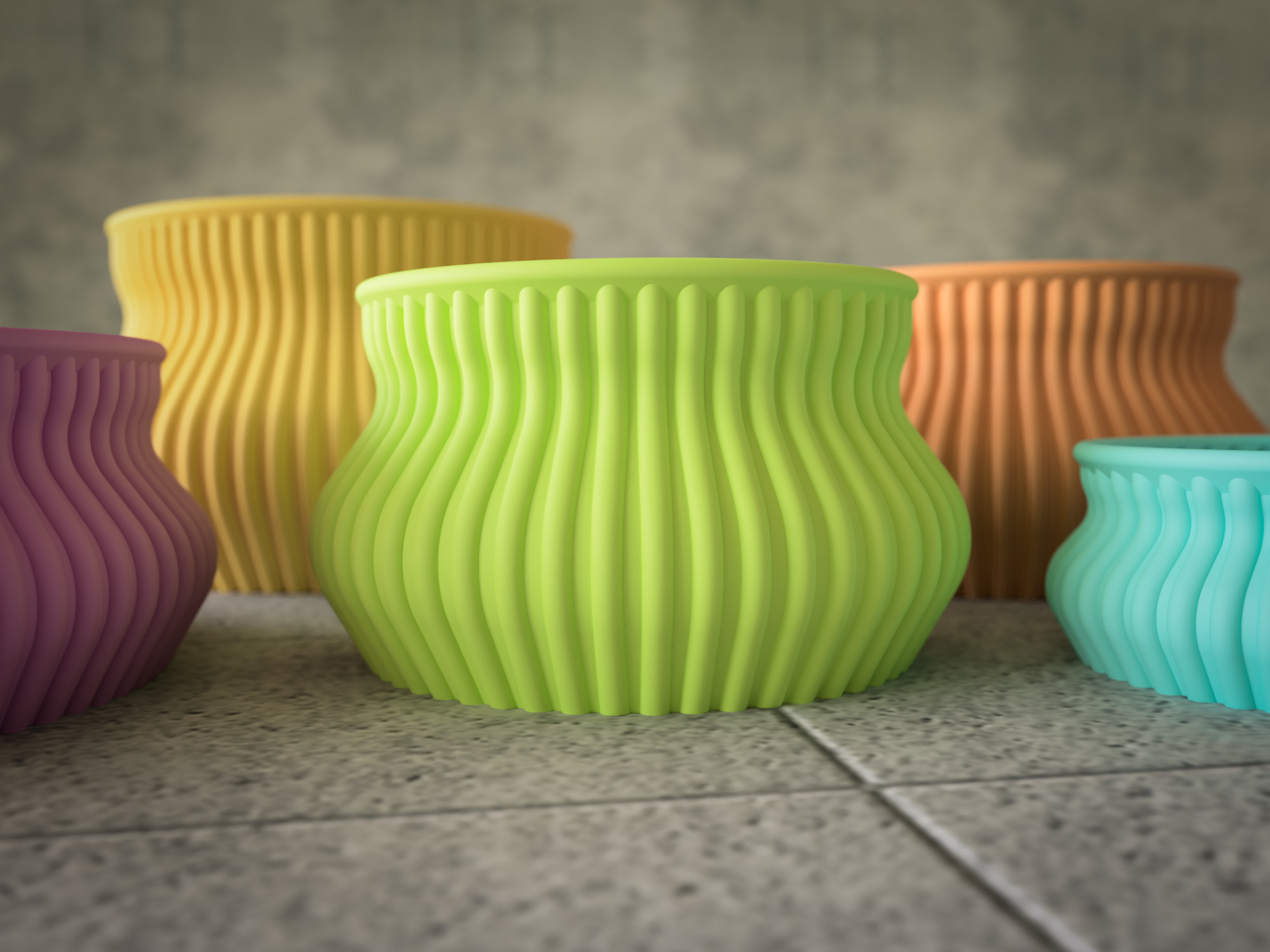 Classic Curved Flower Pot with Thick Vertical Decorations by Lucky ...