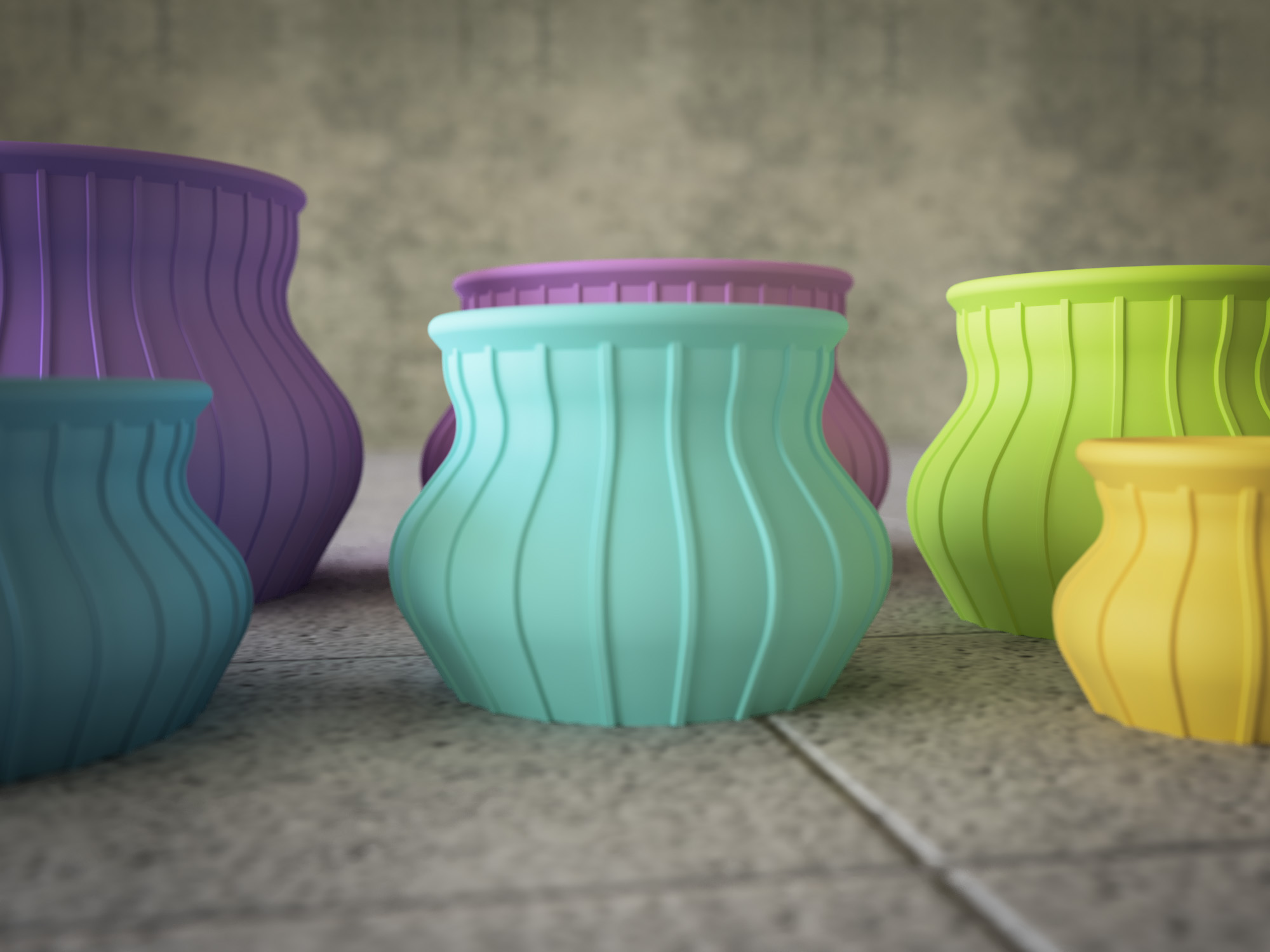 Classic Curved Flower Pot with Thin Vertical Decorations by Lucky ...