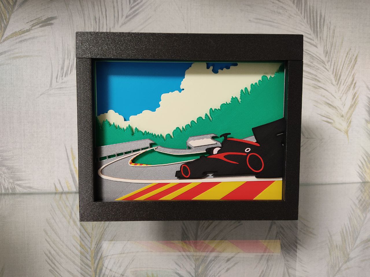 Set of plates for shadow box of the legendary Eau Rouge corner at the ...
