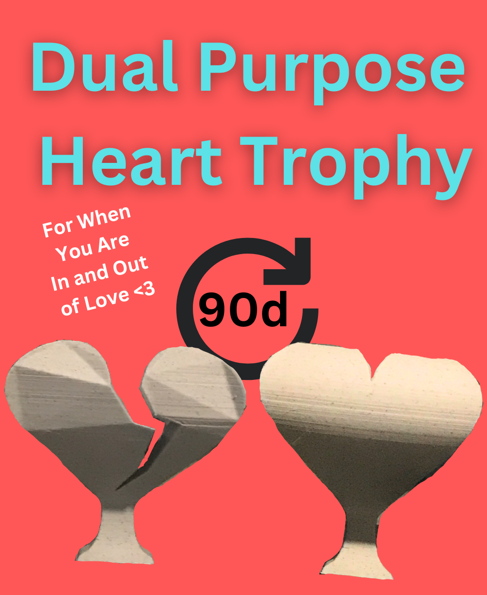 2 Sided Heart Trophy For When You Are In and Out of love