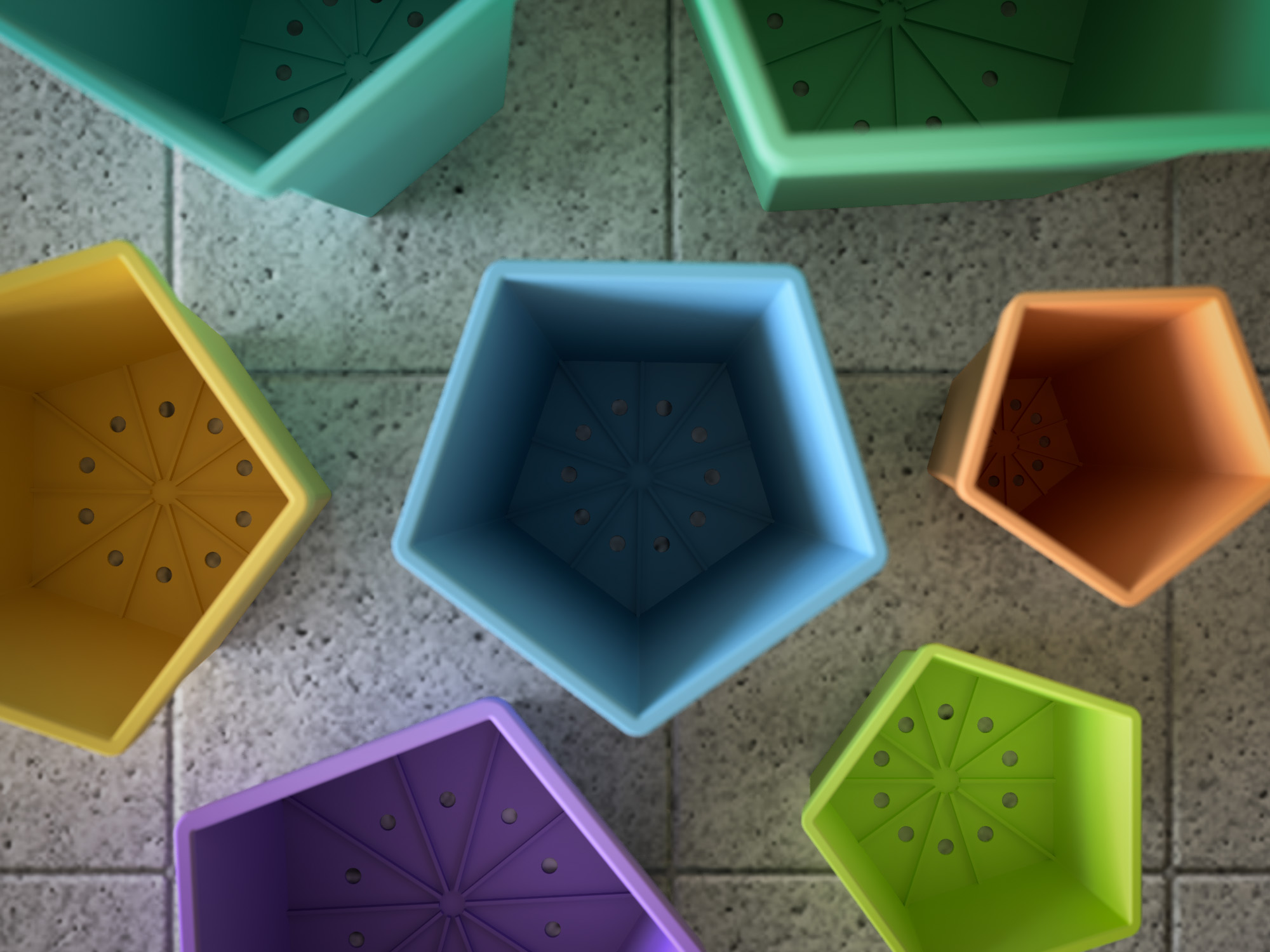 Flower Pot in Pentagon Shape - Various Sizes by Metikumi | Download ...