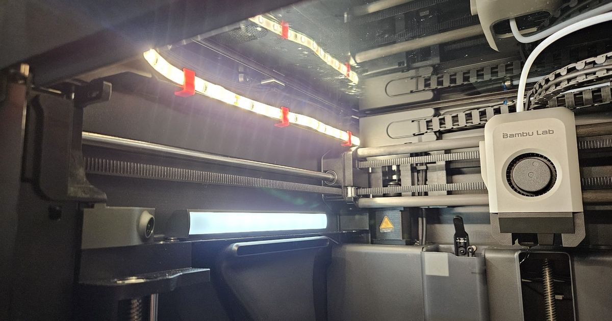 Bambu Lab P1P/P1S LED Strip Quick Clip 8-12 mm by JKCTech | Download ...