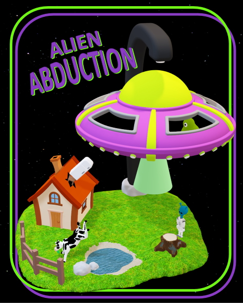 Alien abduction game with a UFO that uses magnets to float in the air ...