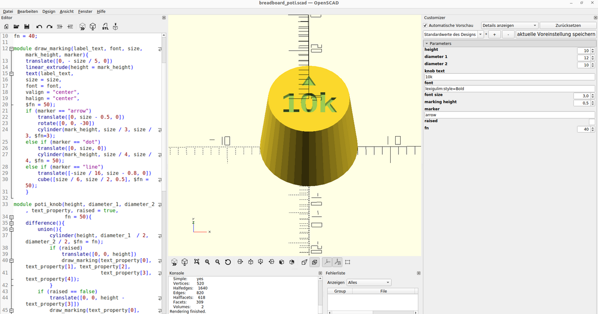 Customizable breadboard poti knob by kaytec | Download free STL model ...