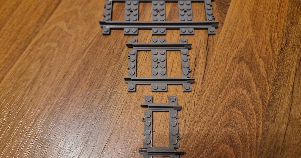 LEGO half and quarter straight train track rails by 3DMegoldasok ...