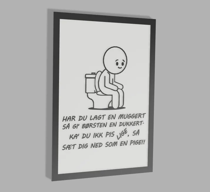 Sjovt toilet skilt by Dengamleninja | Download free STL model ...