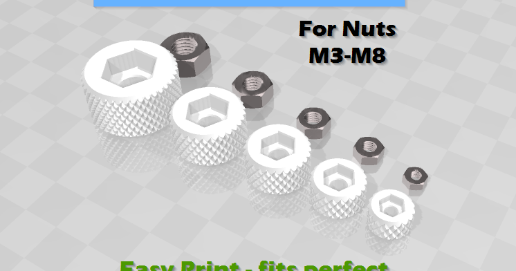 Knurled handle for Hex Nut by BamBam Design | Download free STL model ...