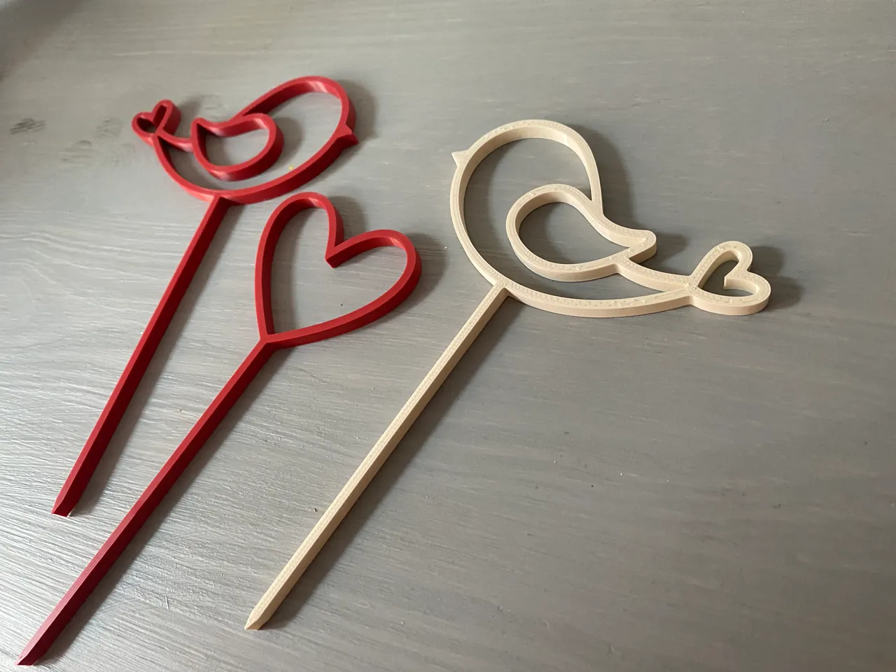 Bird & heart decoration set (flower pot, cake topper) by Petra Ollender ...