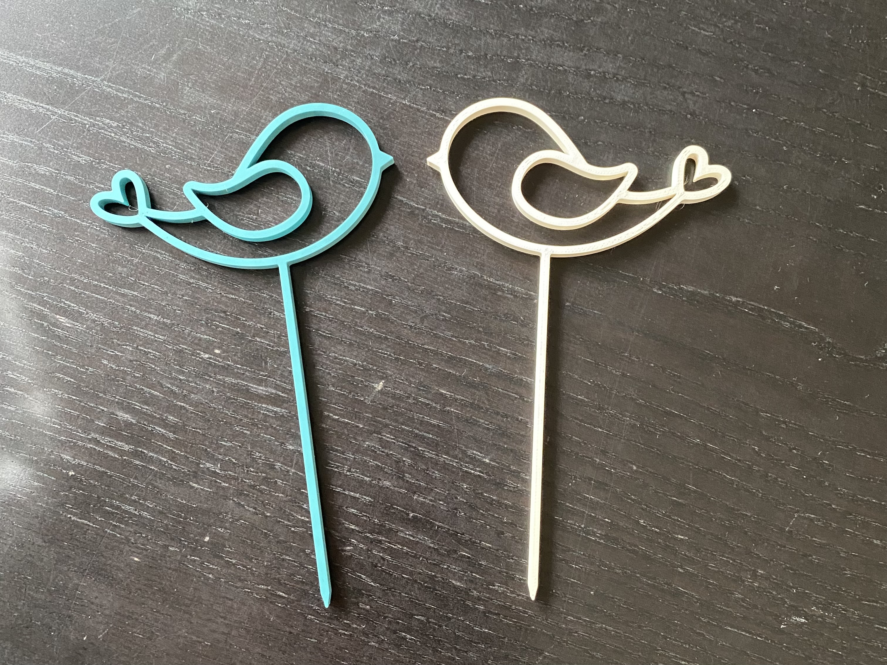 Bird & heart decoration set (flower pot, cake topper) by Petra Ollender ...