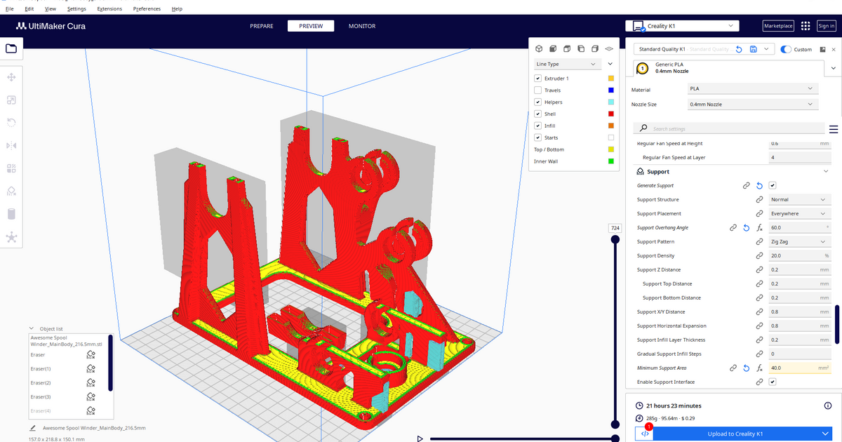 Awesome Filament Spool Rewinder - Upgraded 216.5mm Main Body by Justin ...