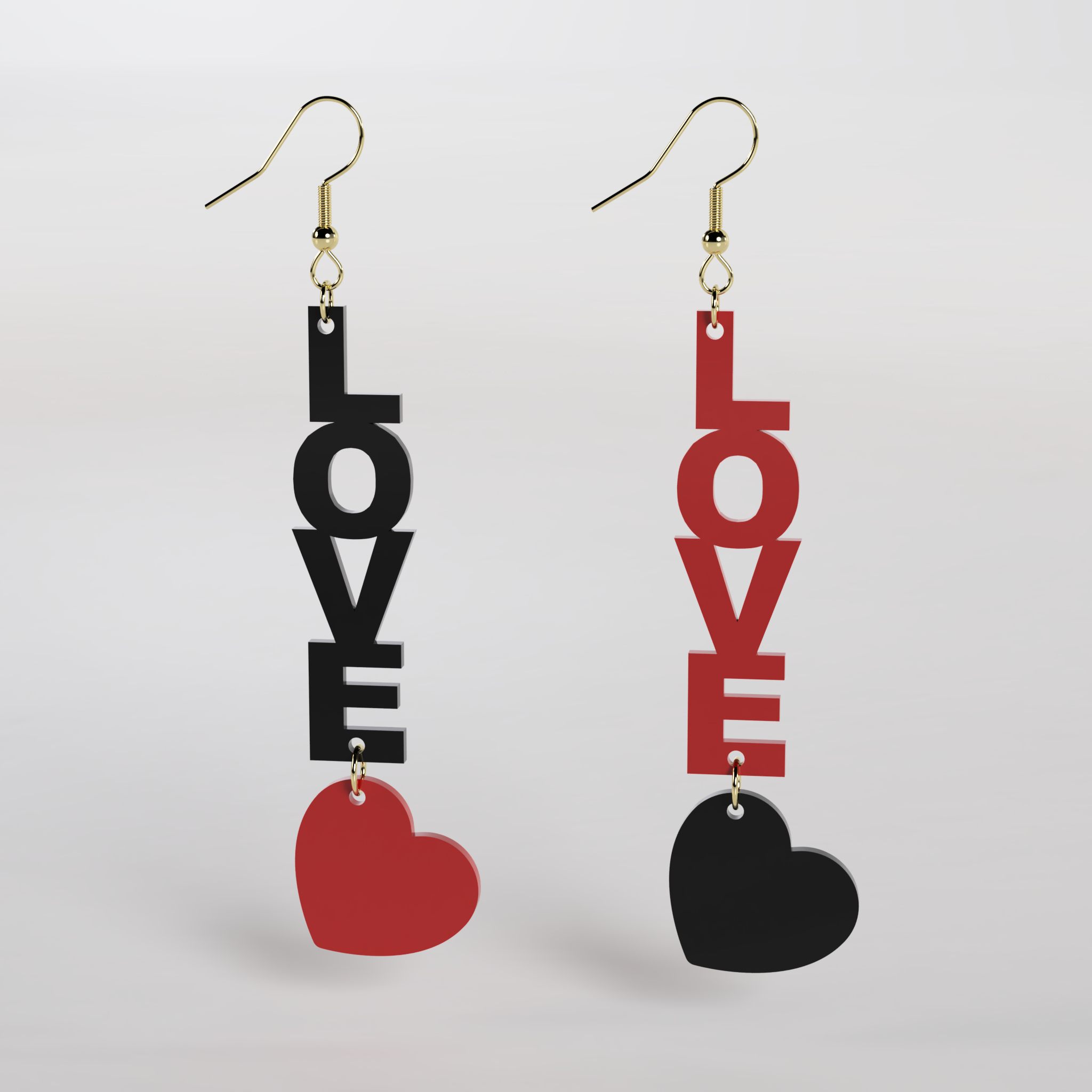 Vertical love text earring by dantech | Download free STL model ...