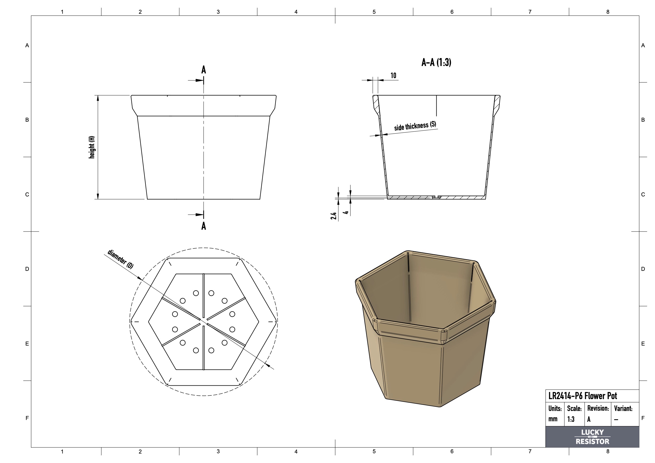 Hexagonal Flower Pot in Various Sizes by Lucky Resistor | Download free ...