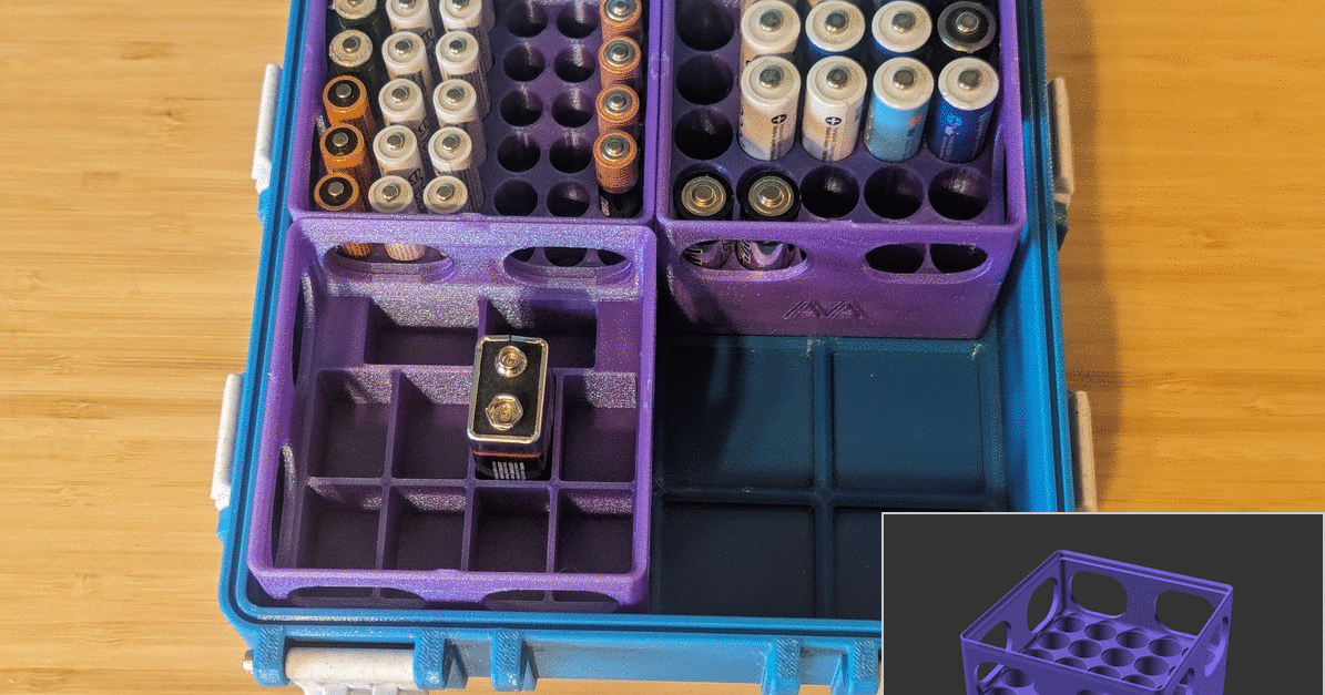 Gridfinity Battery Bins (remix) por bulbasaur0 | Descargar modelo STL gratuito | Printables.com