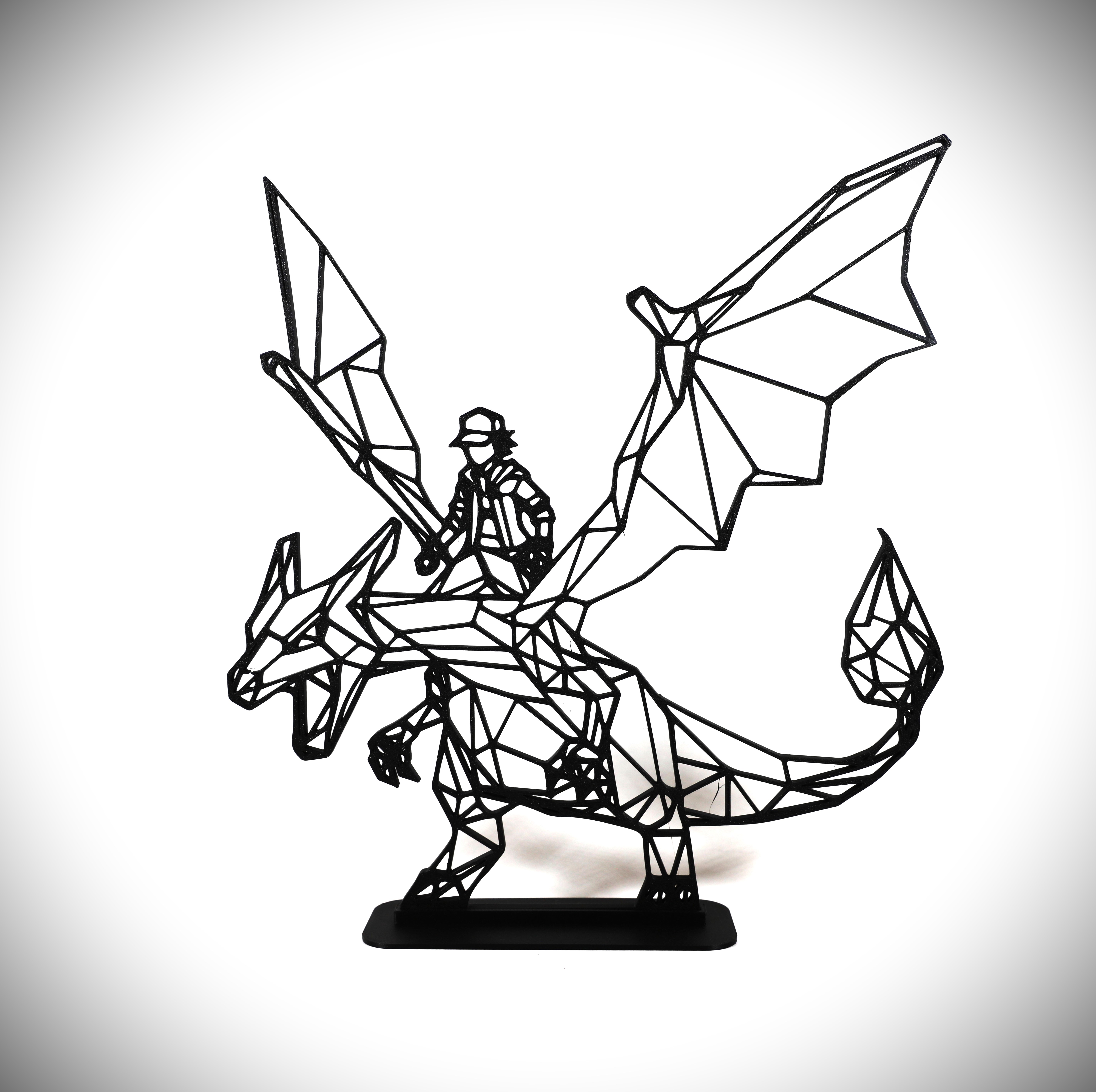 Geometric Low Poly Trainer Riding Charizard by PhaseworksCA ...