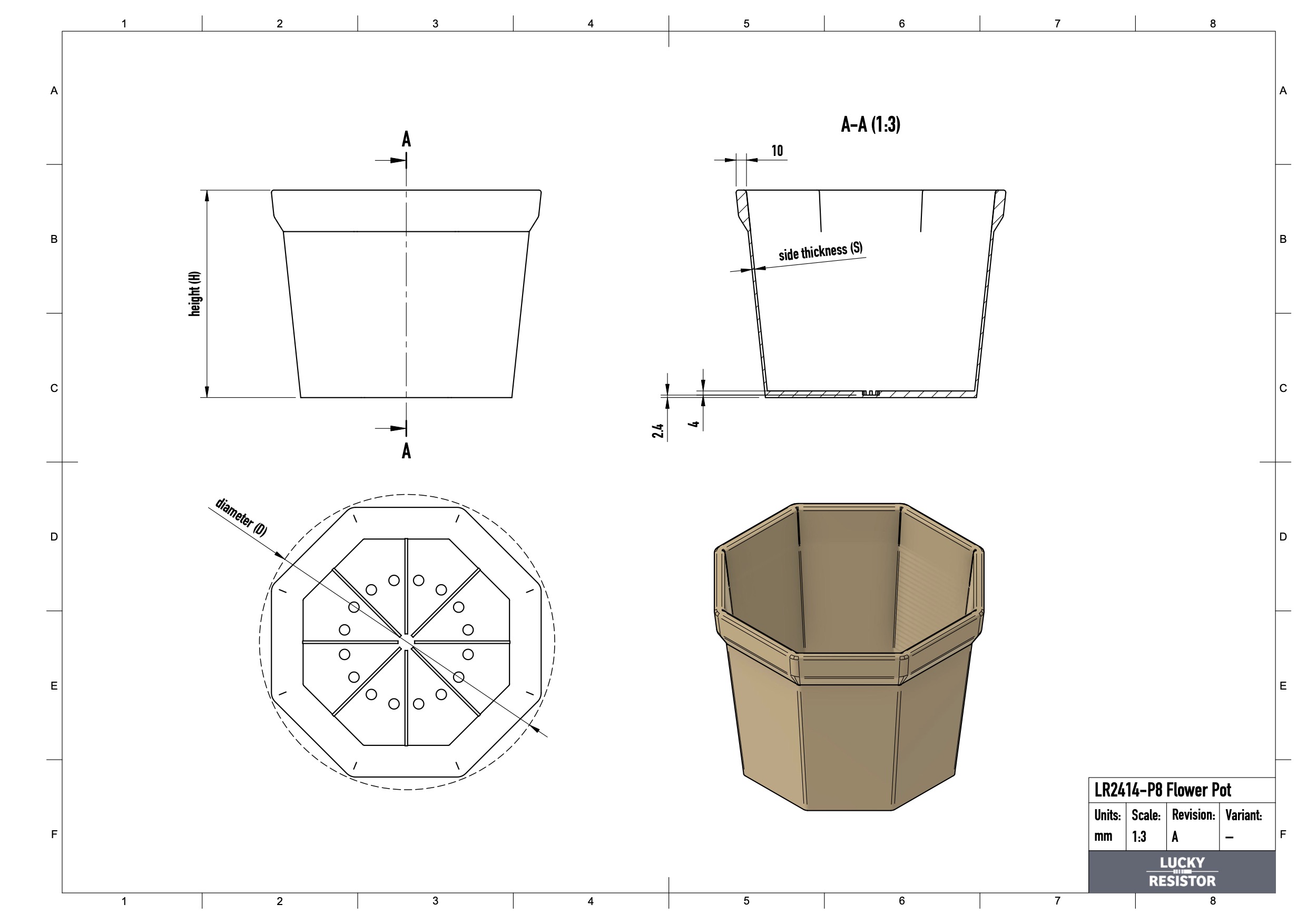 Octagonal Flower Pot in Various Sizes by Metikumi | Download free STL ...