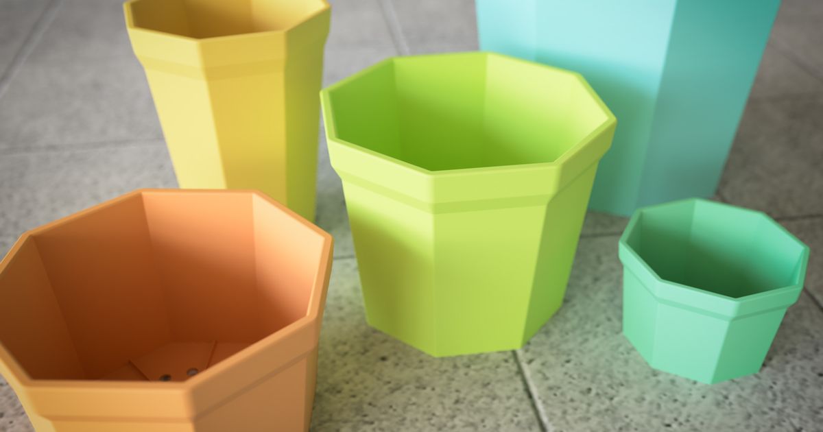 Octagonal Flower Pot in Various Sizes by Metikumi | Download free STL ...