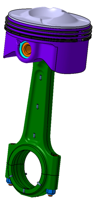 Piston-Conrod complete assembly with roller bearing by Jitaru Adrian ...