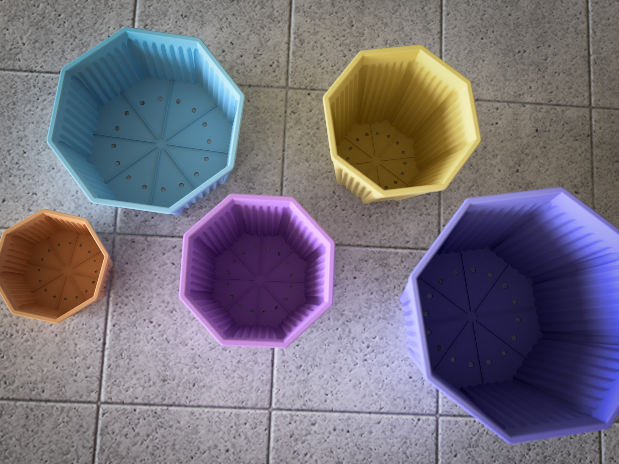 Octagonal Flower Pot with Vertical Stripes in Various Sizes by Lucky ...