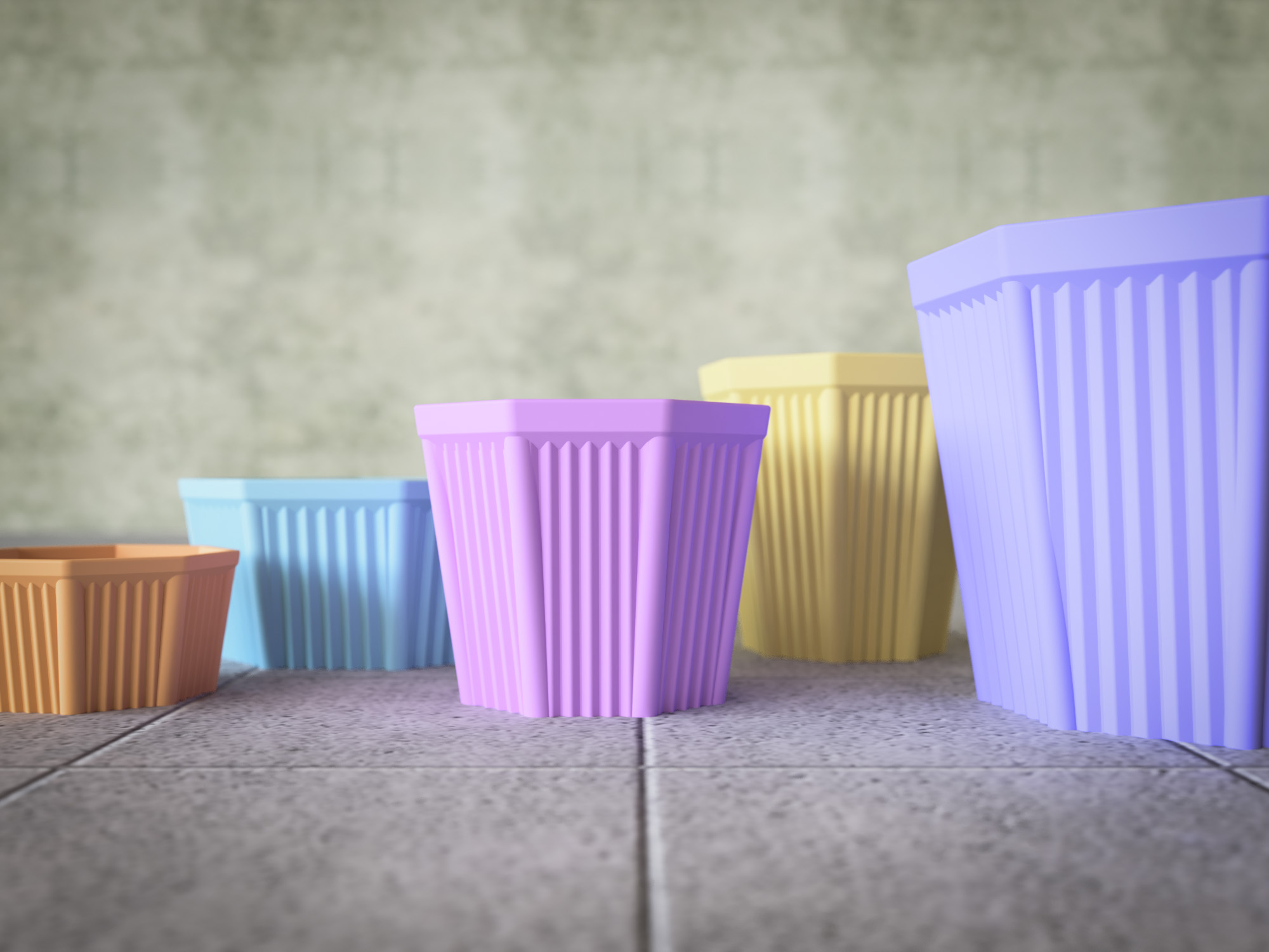 Octagonal Flower Pot with Vertical Stripes in Various Sizes by Lucky ...