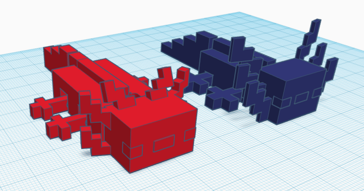 Articualted Minecraft Axolotl with eyes. by crazyOC8 | Download free ...