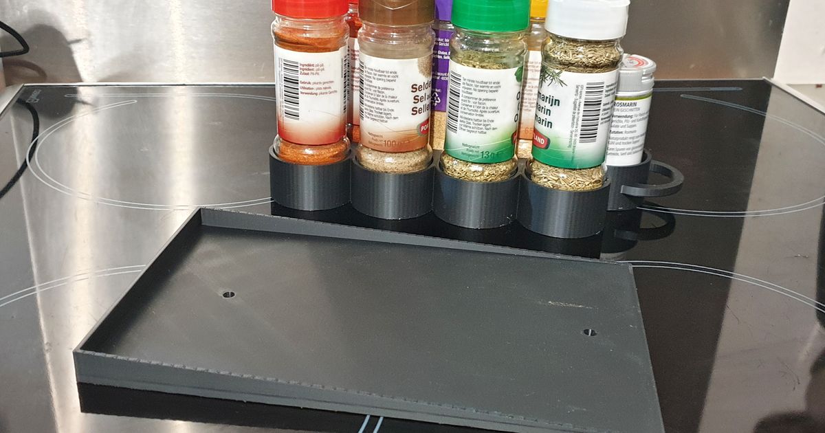 Spice rack for 43mm spice bottles with placeholder/slider by Kenneth ...