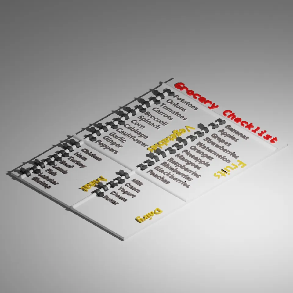 CheckList - Grocery by FallenAngel | Download free STL model | Printables.com