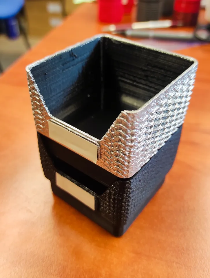 Stackable organizer boxes with unique textures by Gabor Gyarmati ...