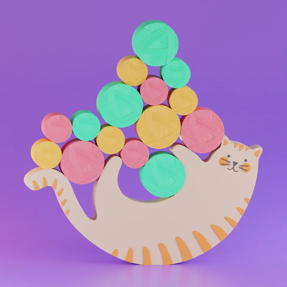 CAT BALANCE GAME/ PUZZLE by Rebeca Morales | Download free STL model ...