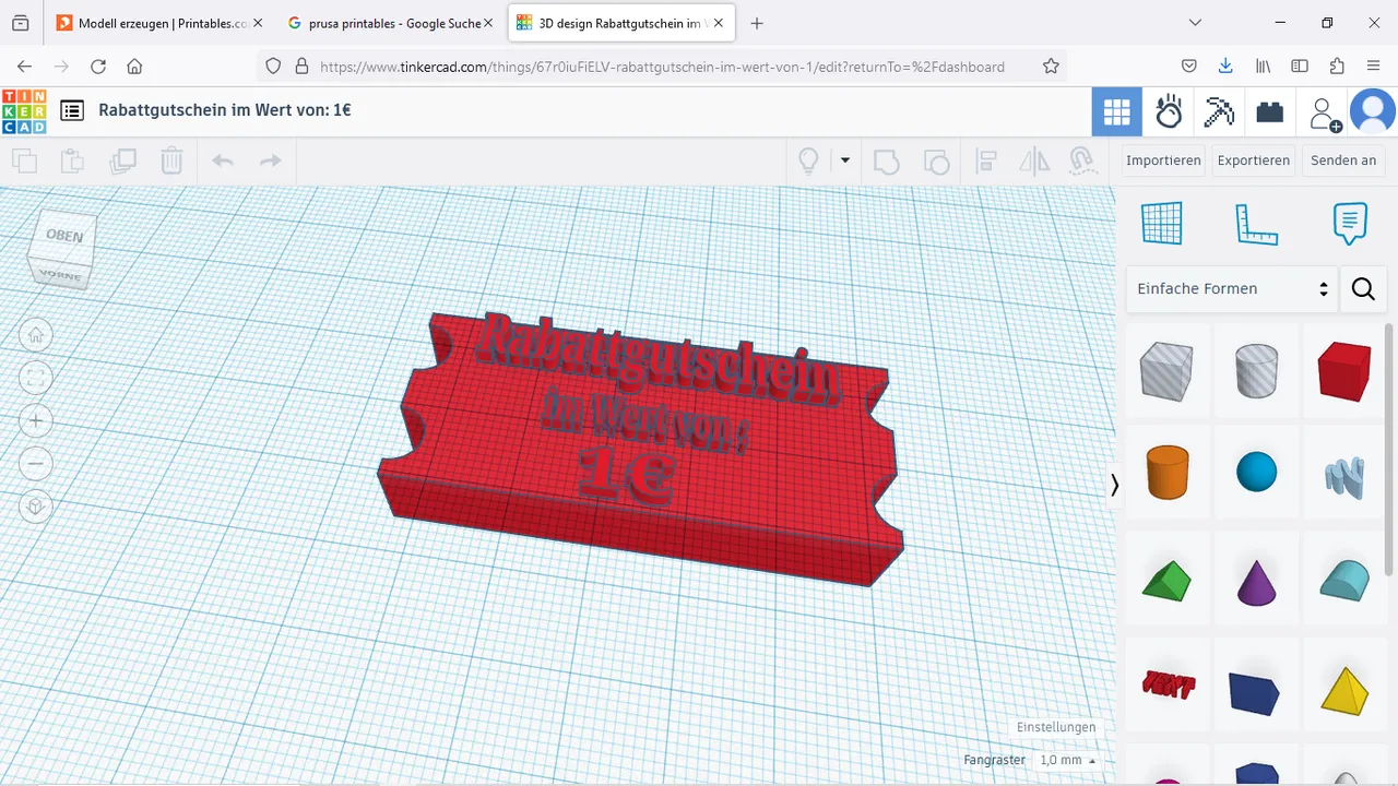 Coupon 1€ by AndreasAngolt | Download free STL model | Printables.com