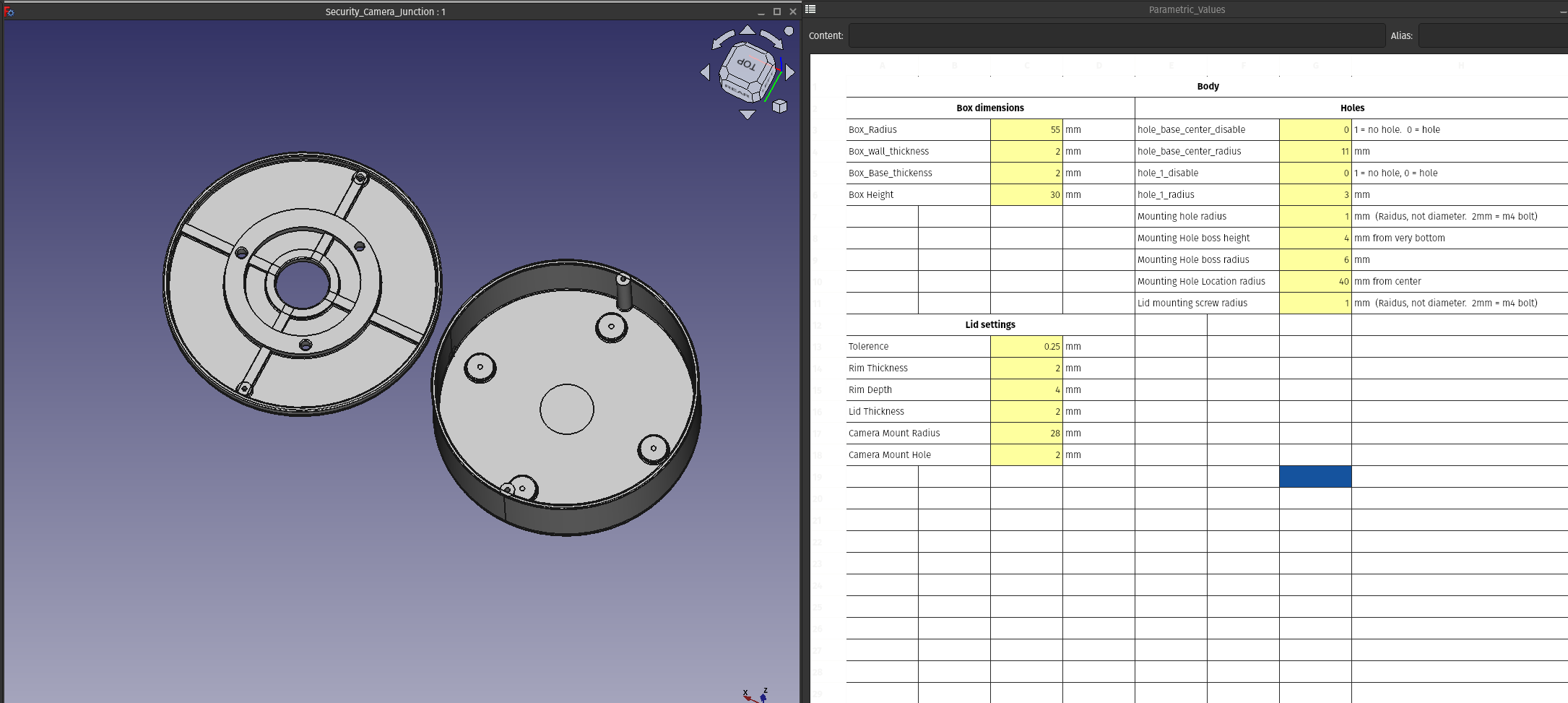 Parametric junction box for Reolink cameras with freecad par lrissman ...