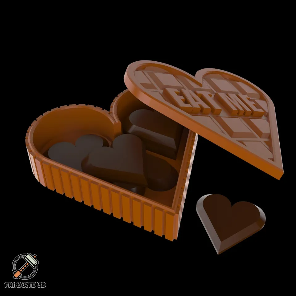 Chocolate Heart Box with Mini Hearts by Frikarte3D | Download free STL ...