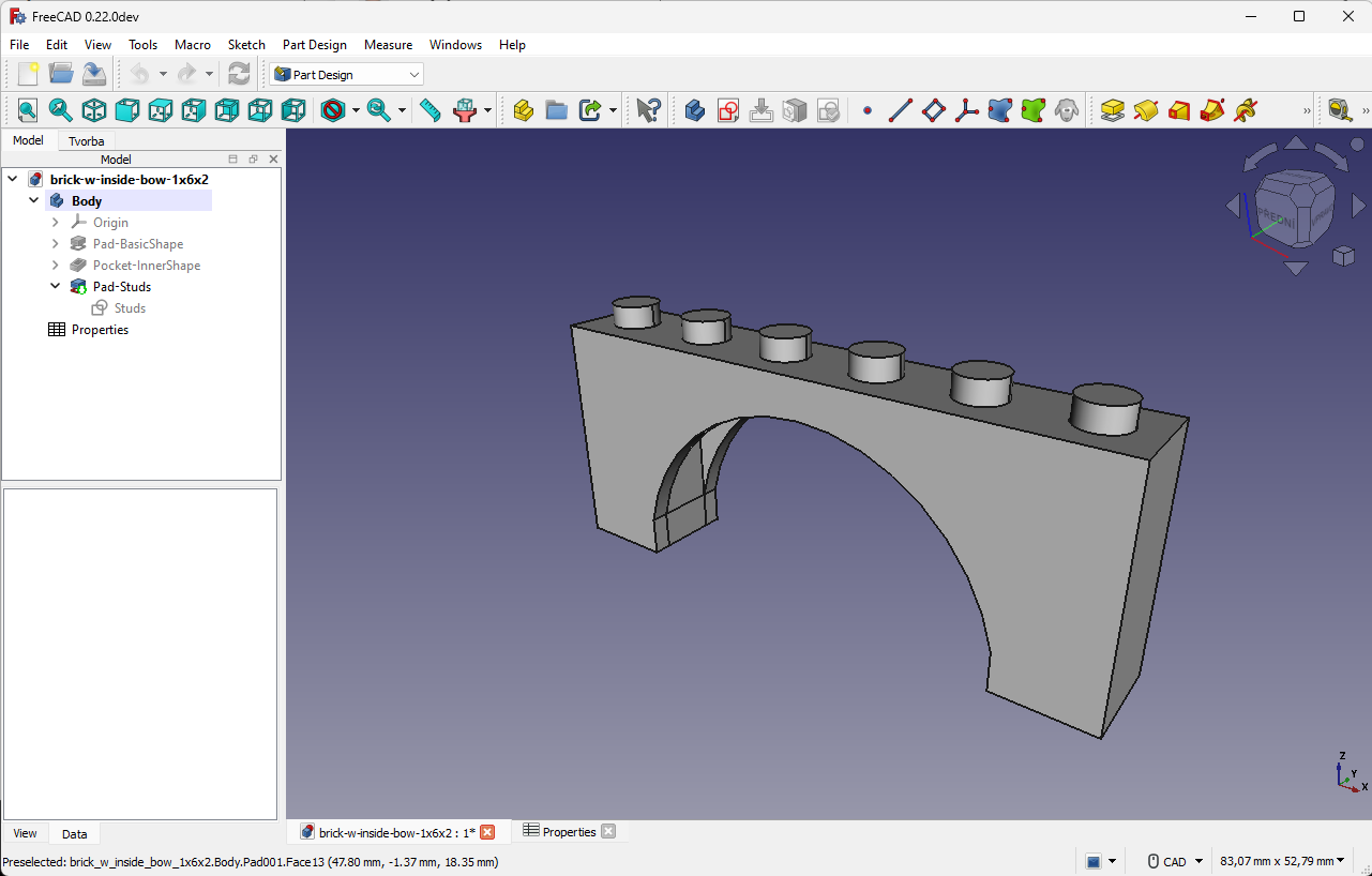 Brick with Inside Bow 1x6x2 LEGO compatible by mauriku | Download free ...