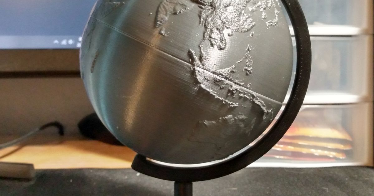 Topographic globe with stand by Samuel Bauman | Download free STL model ...